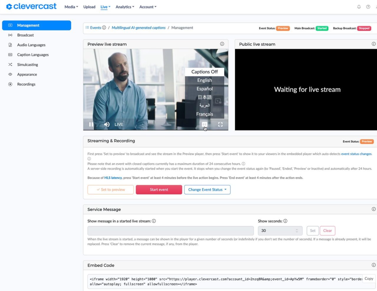 Add highly accurate AI-generated captions to your live stream - Clevercast